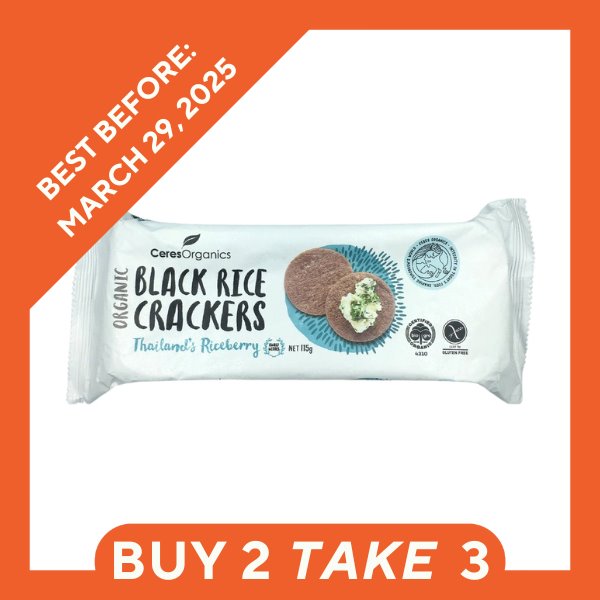 [B1T1] Ceres Organics Black Rice Crackers - Thailand's Riceberry (115g ...