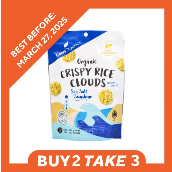 [B2T3] Ceres Organics Crispy Rice Clouds (Sea Salt Sunshine) (50g ...