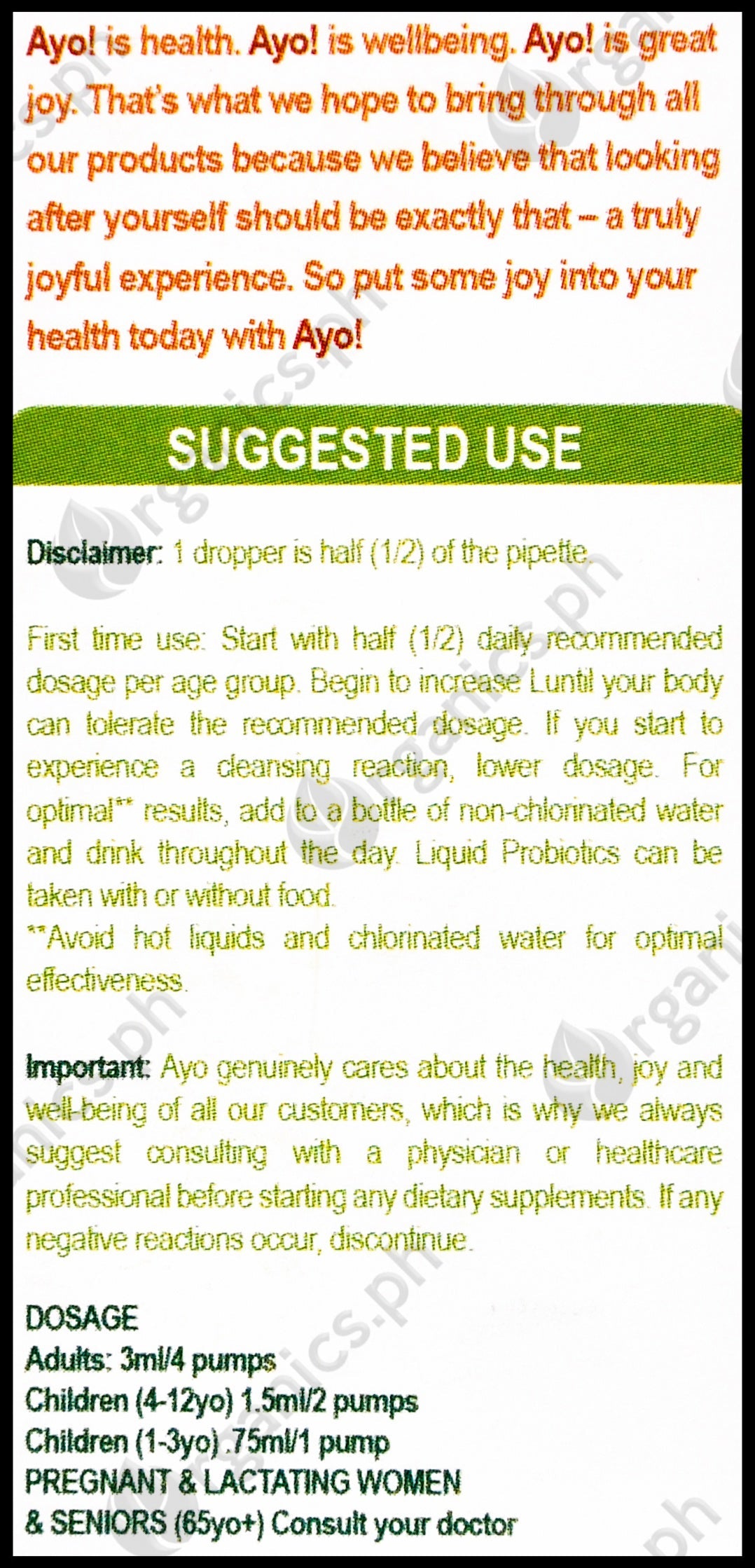 Ayo Organics Liquid Probiotic (Unflavored) (60ml)