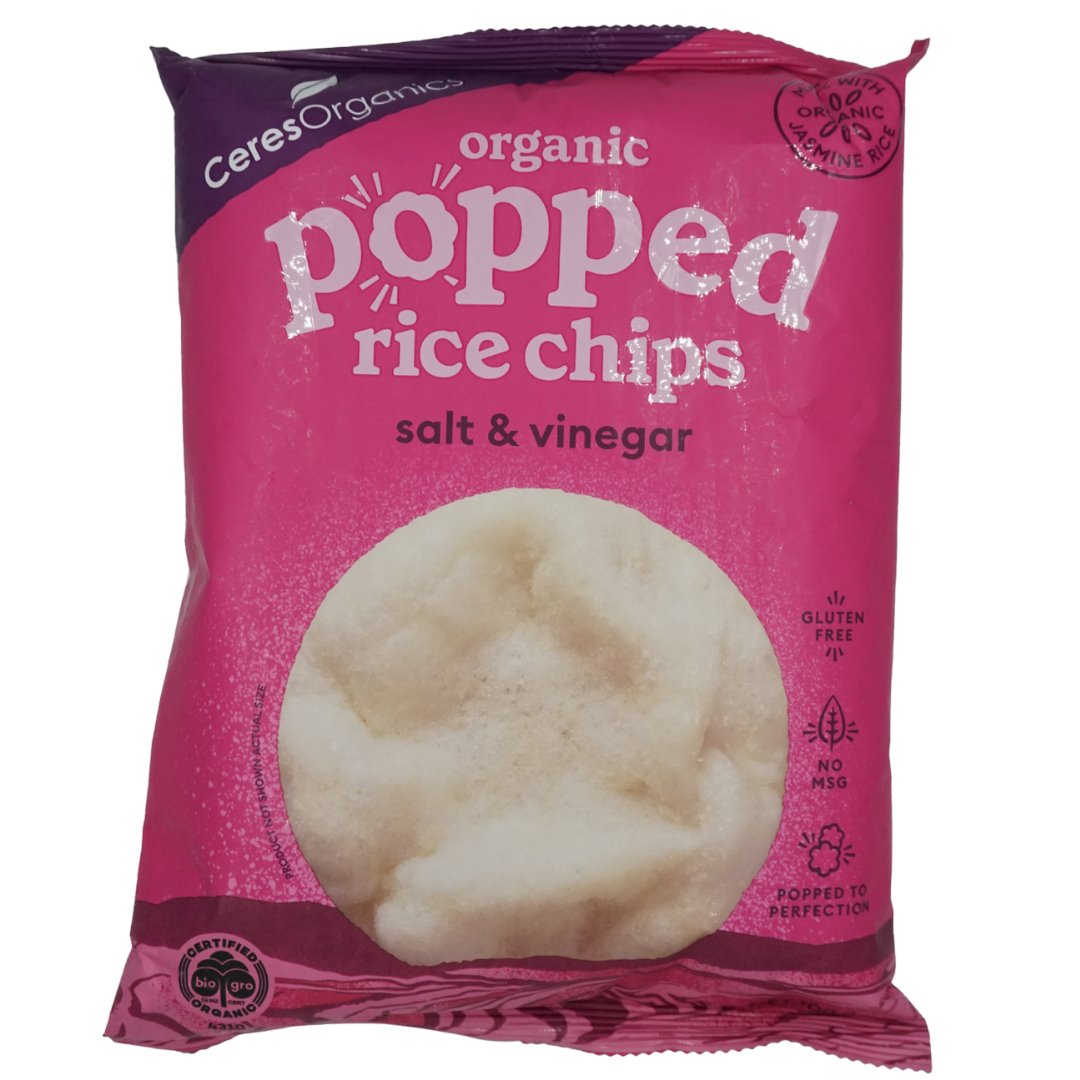 Ceres Organics Popped Rice Chips - Salt & Vinegar (100g)