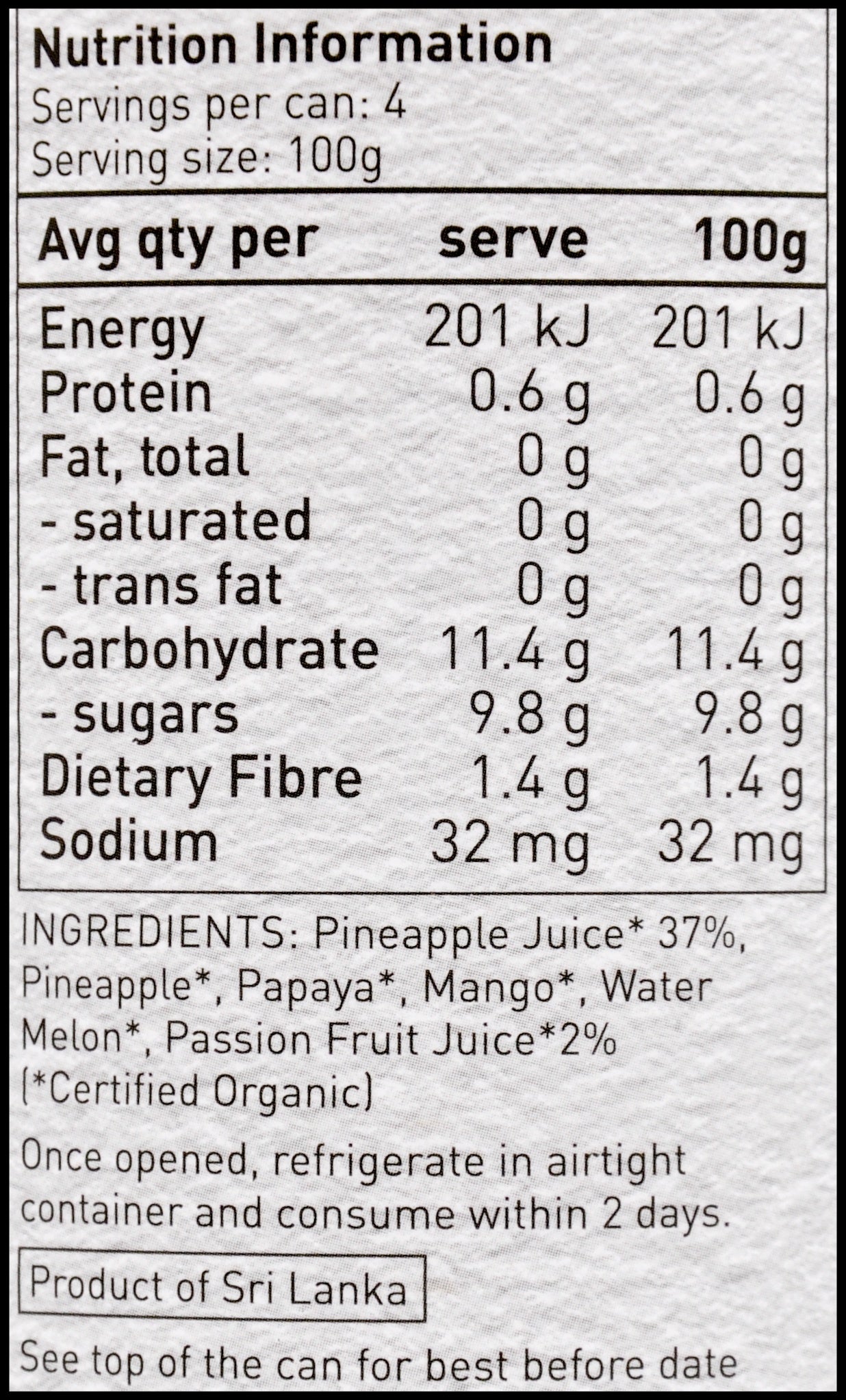 Ceres Organics Tropical Fruit Salad in Fruit Juice (400g)