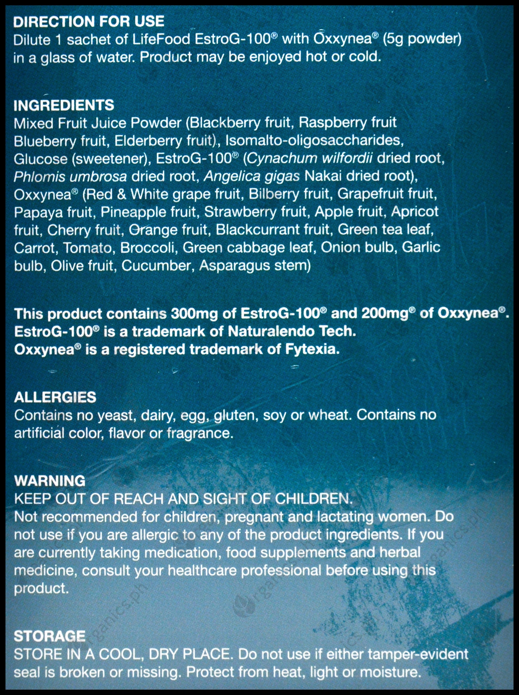 LifeFood EstroG-100 w/ Oxxynea Powder (30 sachets)