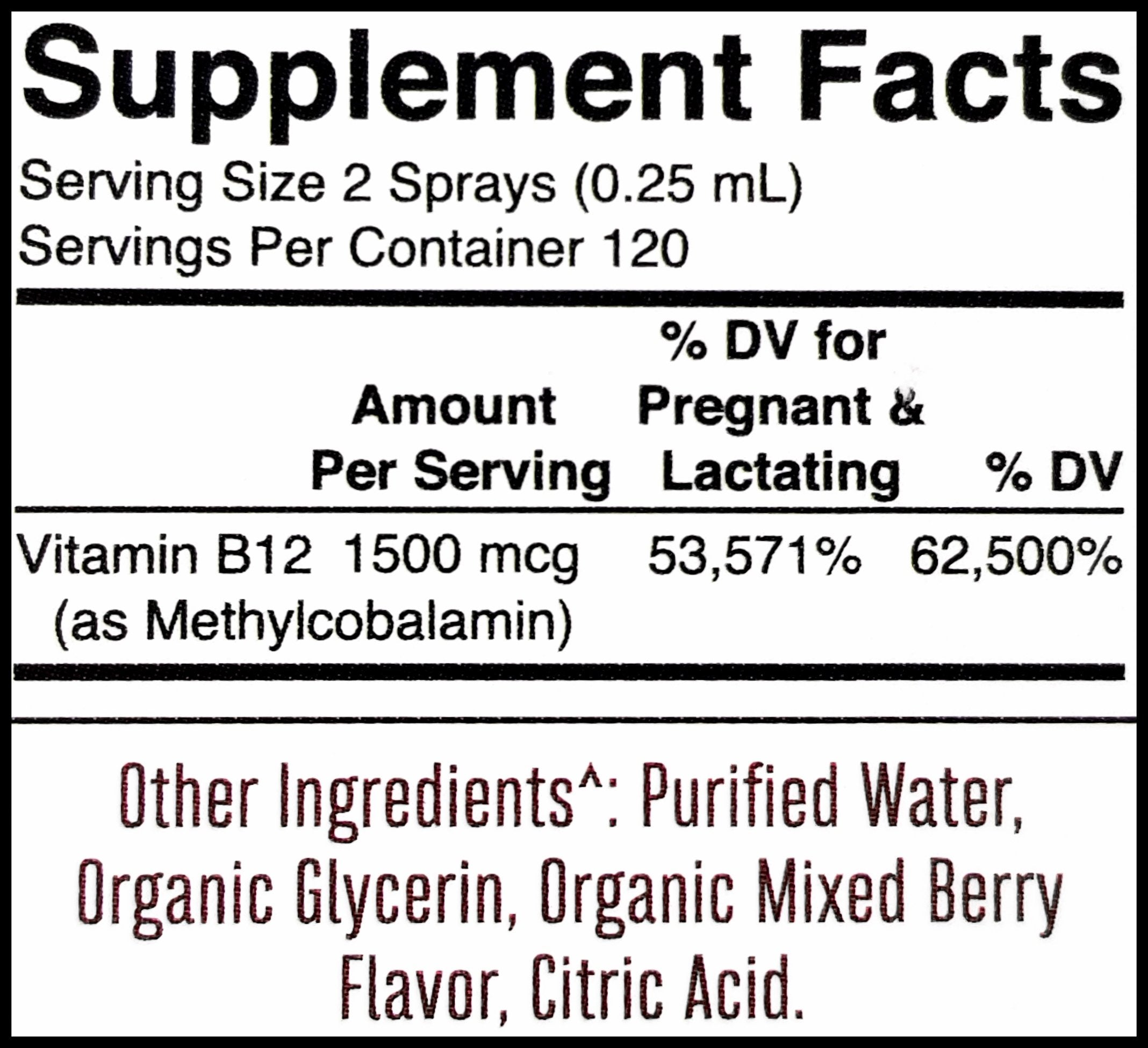 Mary Ruth's Organic Vitamin B12 (Methyl) Liquid Spray (30ml)