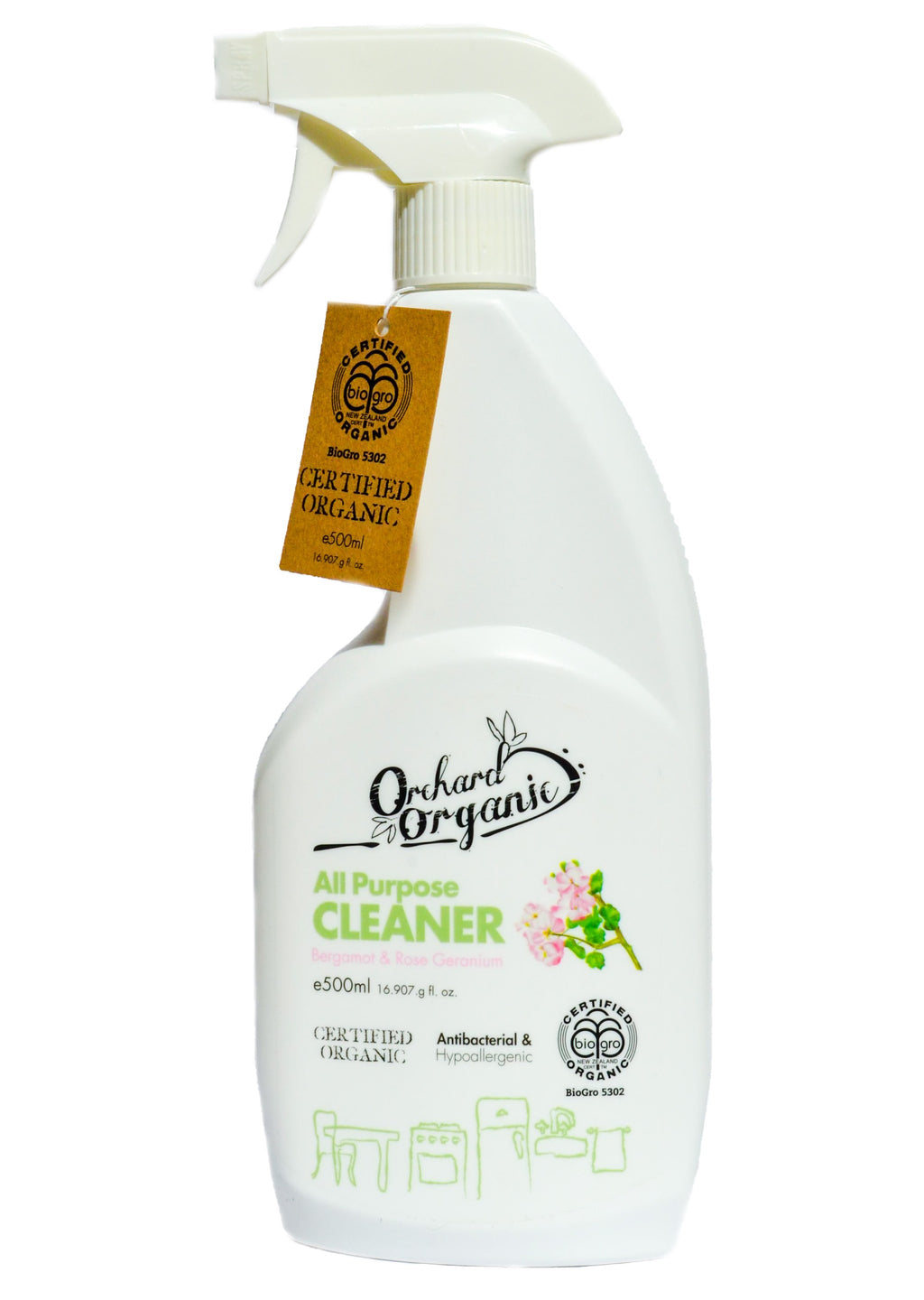 Orchard Organic All Purpose Cleaner - Bergamot & Rose Geranium (500ml ...