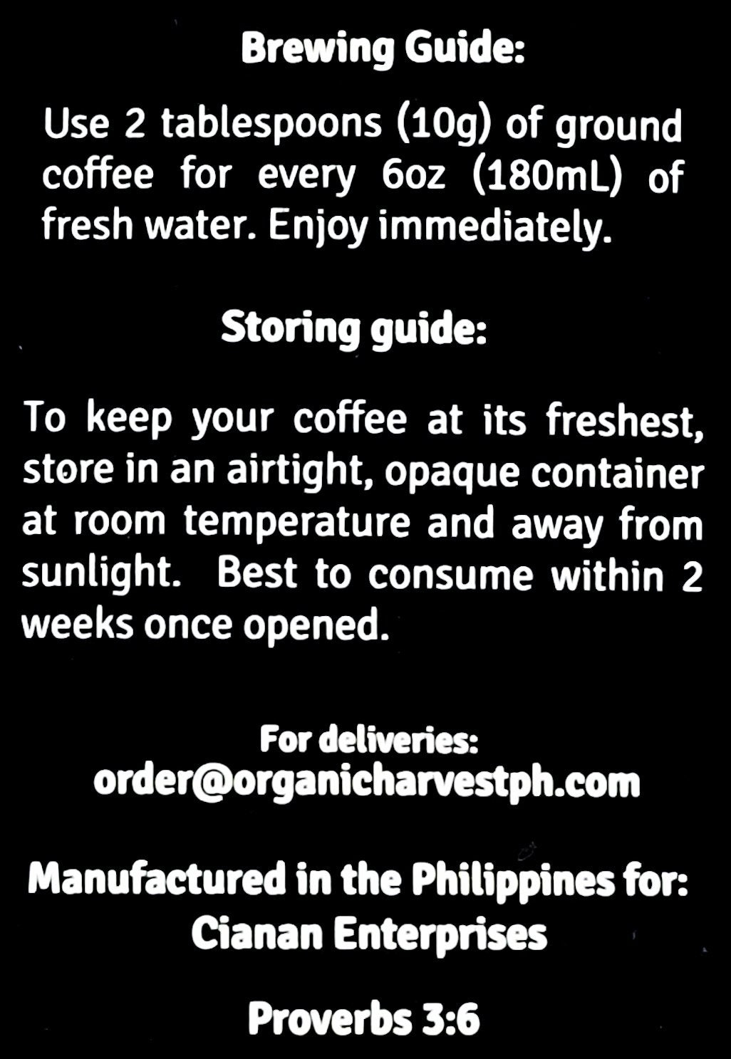 Organic Harvest Coffee Beans - Bugtaw Brew (250g)