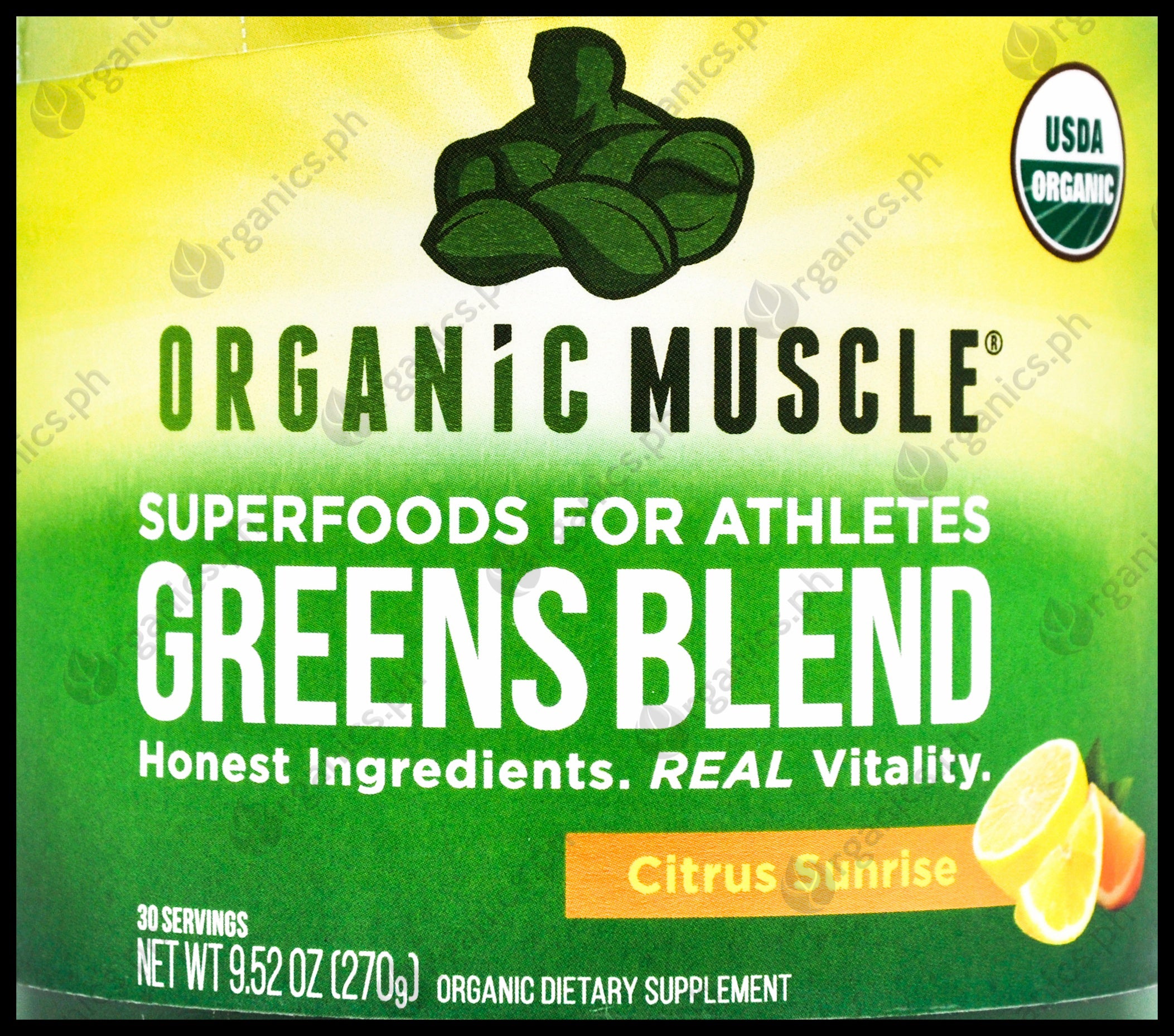 Organic Muscle Green Juice Superfood Powder - Citrus Sunrise (270g)