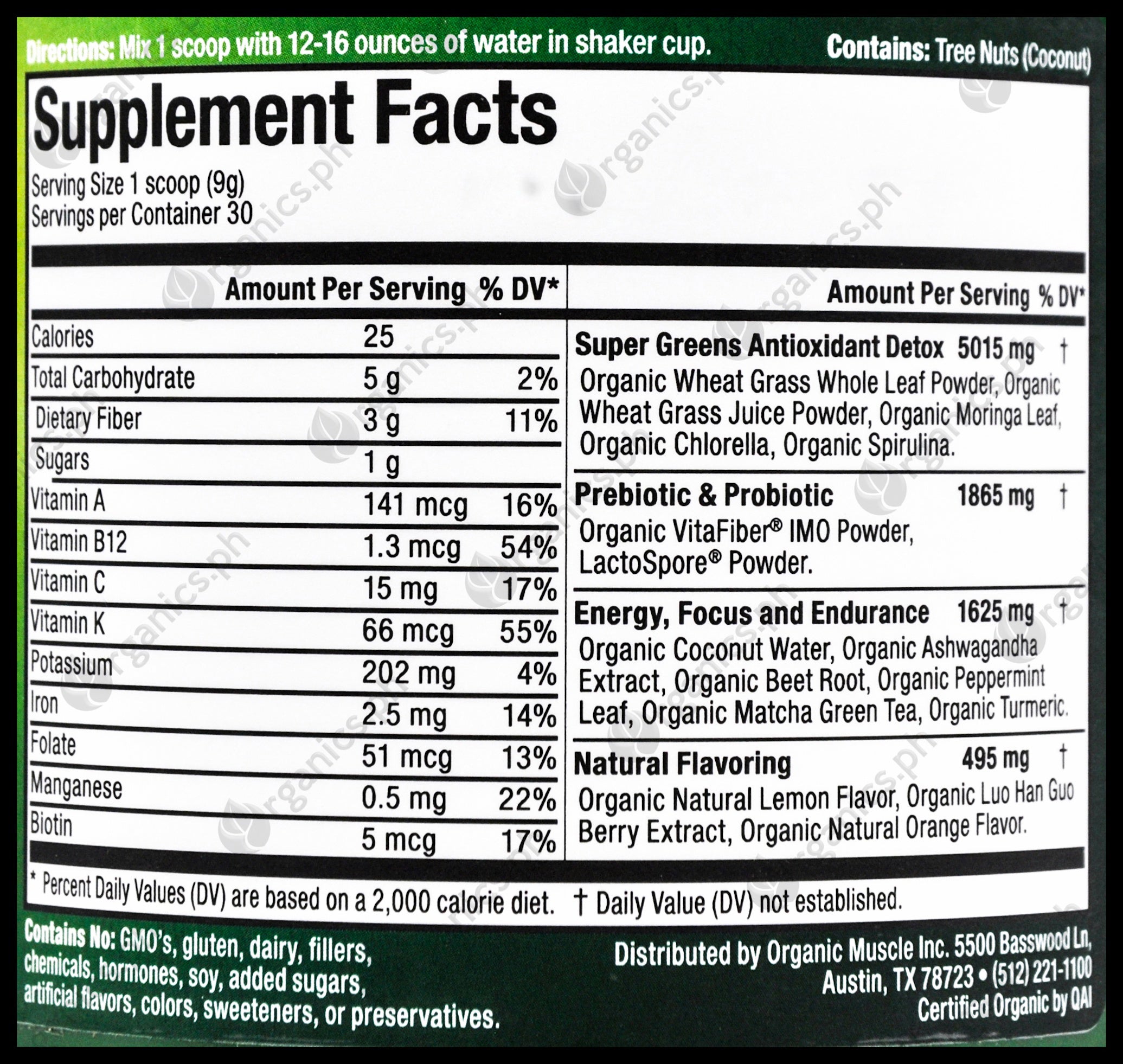 Organic Muscle Green Juice Superfood Powder - Citrus Sunrise (270g)