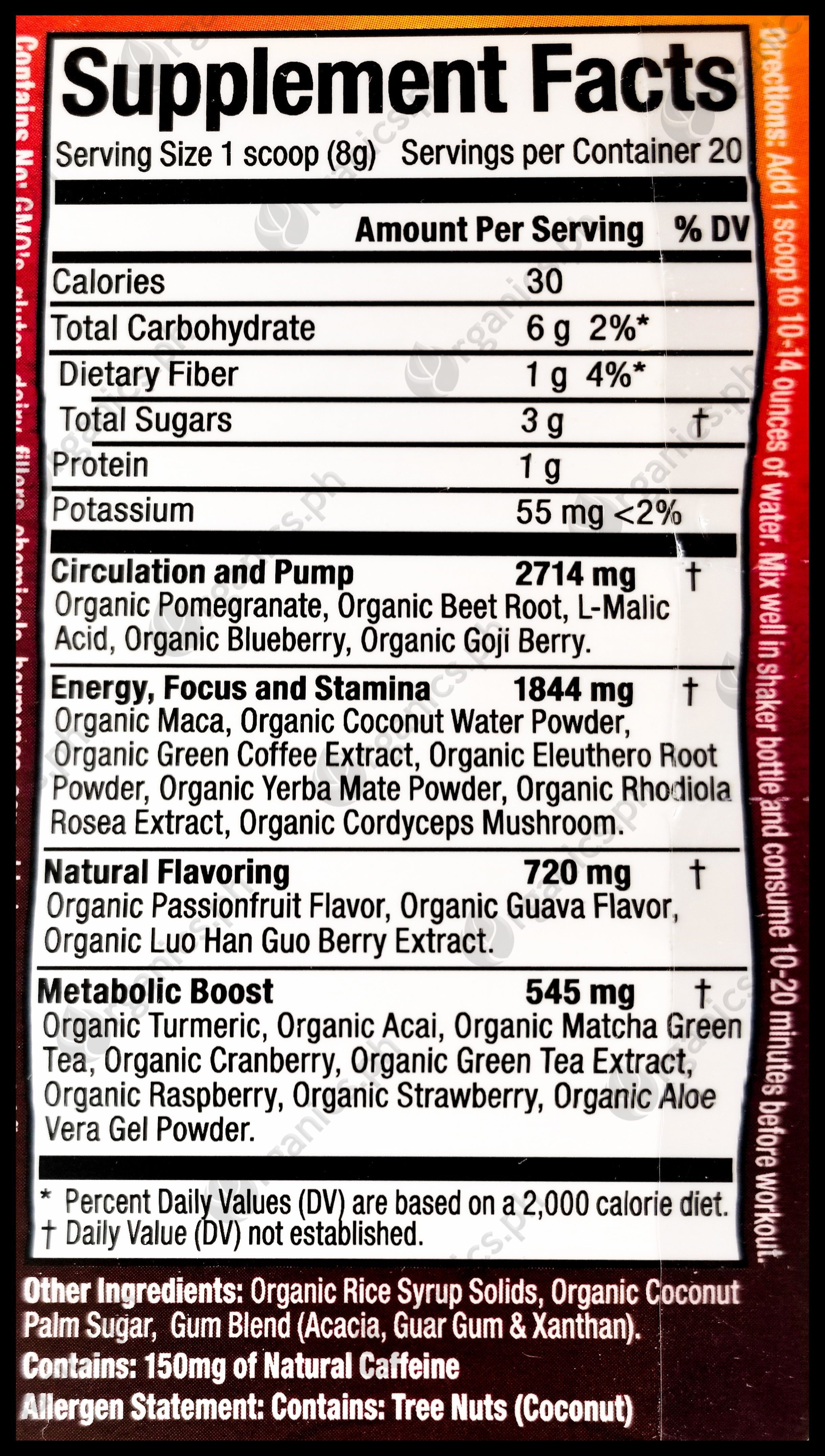 Organic Muscle Superfood Pre-Workout Powder - Passionfruit Guava (160g)