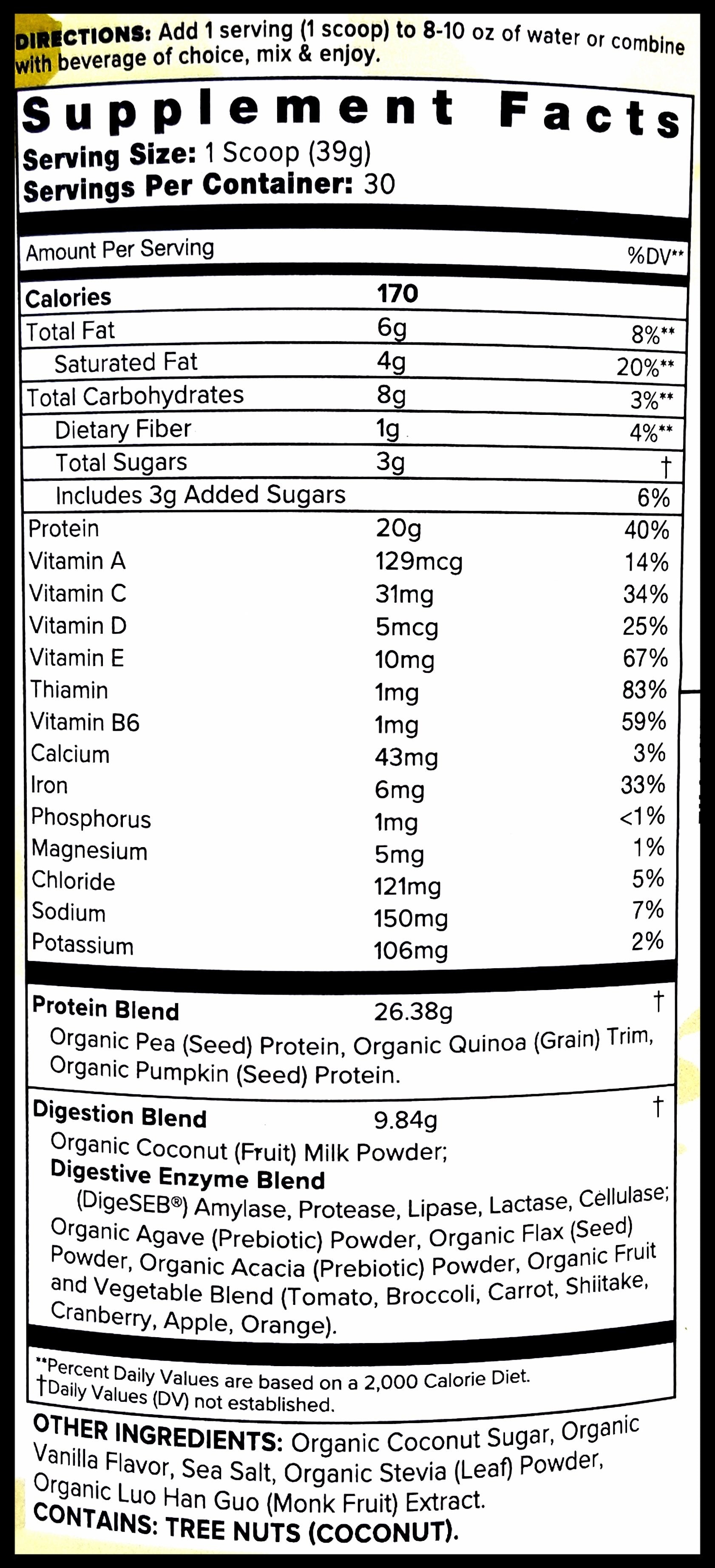 Organifi Vegan Protein Powder - Vanilla (1170g)