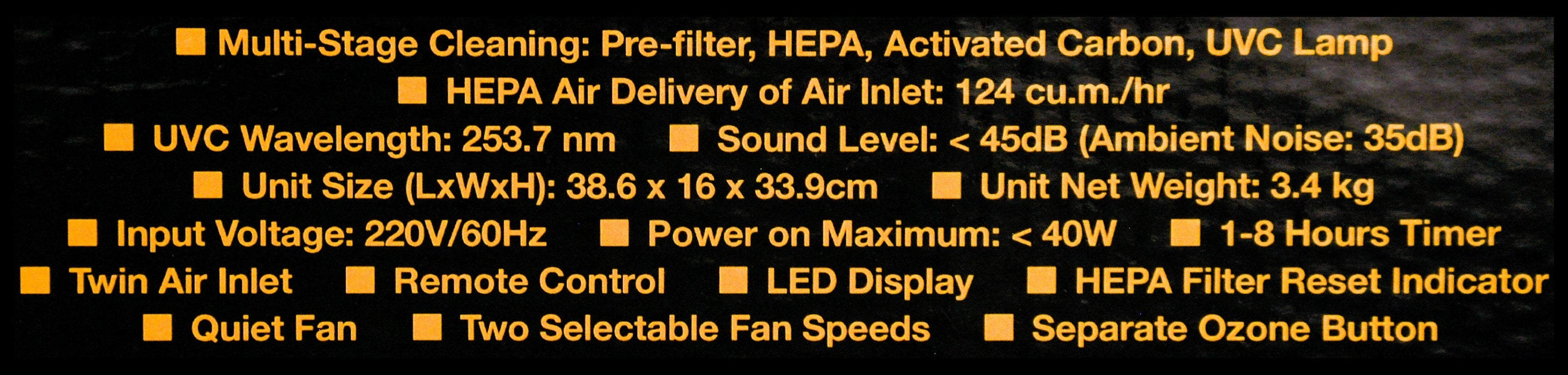 Ozein Ozonator HEPA & Carbon Filter with UV Lamp