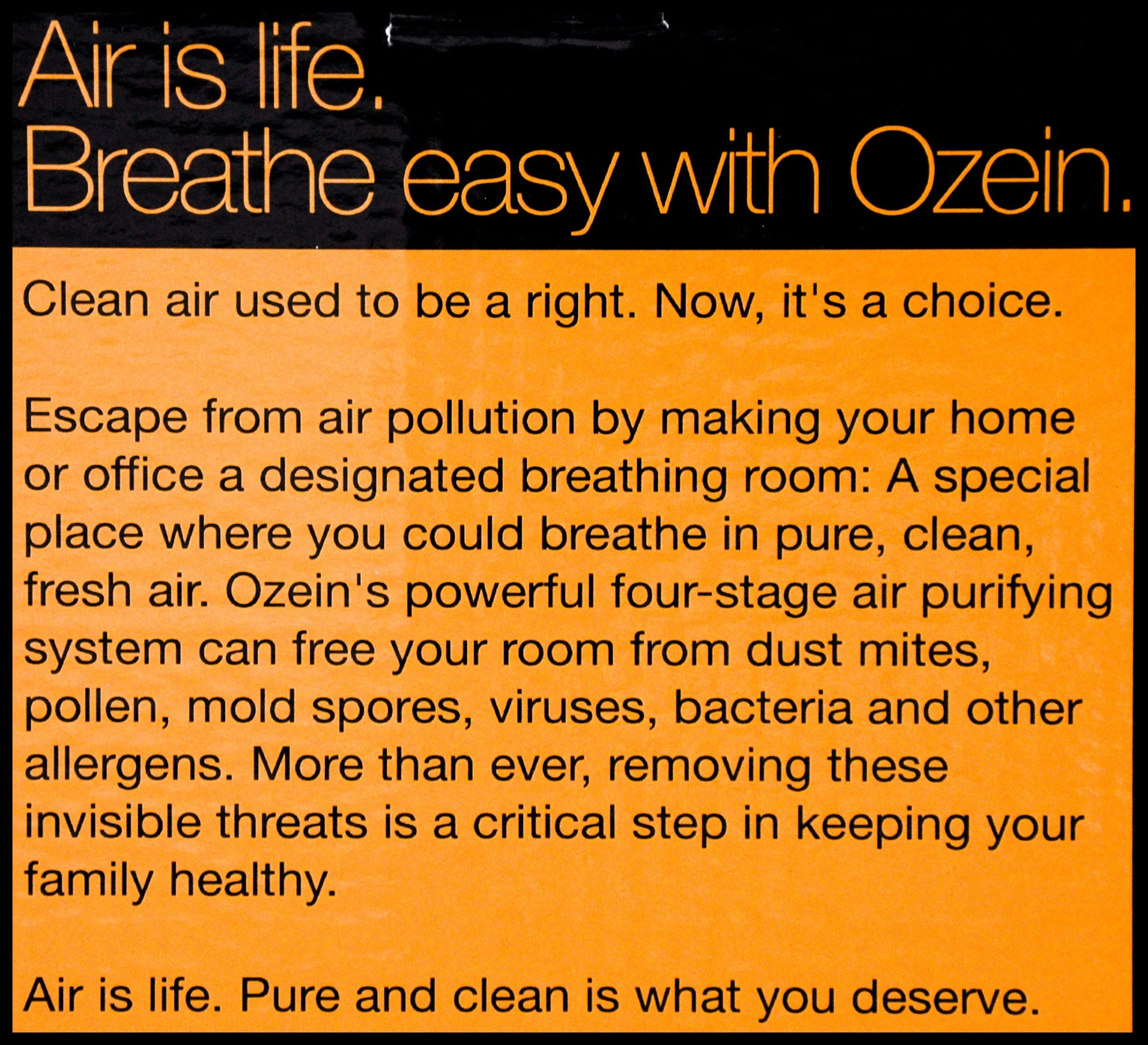 Ozein Ozonator HEPA & Carbon Filter with UV Lamp