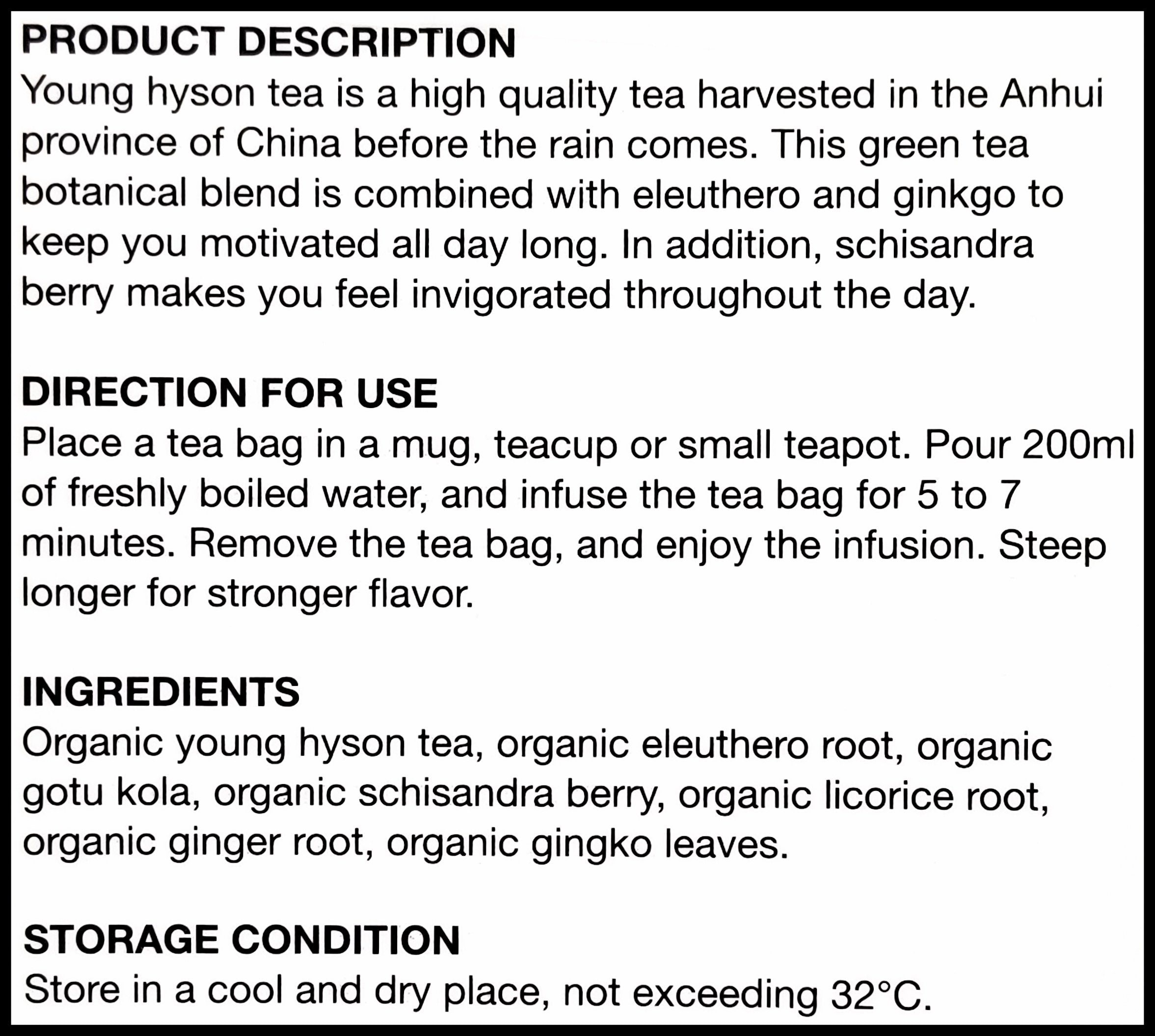 Sekaya Botanic Infusion Organic Energy Mix Tea - Eleuthero Root, Ginkgo ...