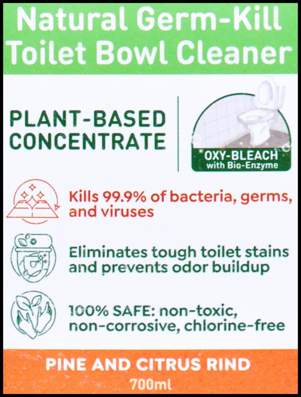 Wonderhome Naturals Germ Kill Toilet Bowl Cleaner - Pine & Citrus Rind ...